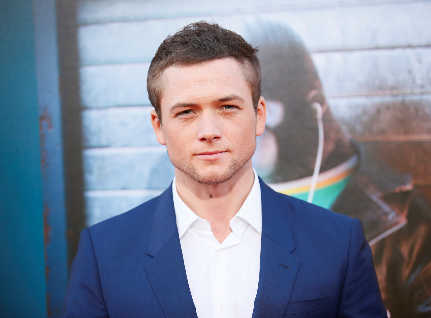 Actor Taron Egerton poses at the world premiere of the film “Sing” in ...